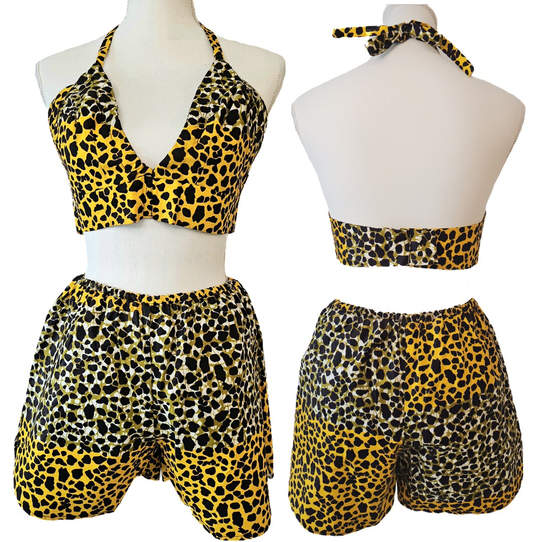 Ankara Leopard Print 2 Piece Set/ Confortable Adjustable Straps Ankara ...