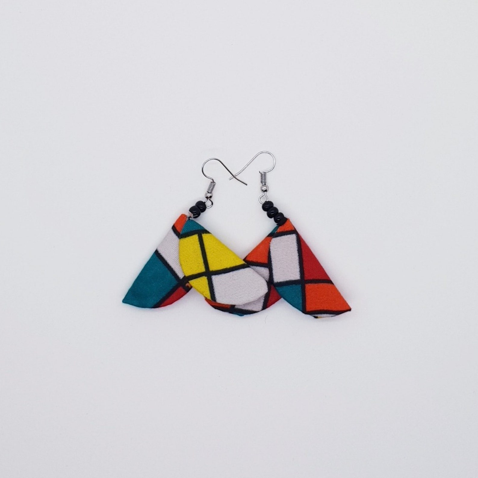 African Print Triangle Drop Earrings\ Colorful Ankara Statement ...