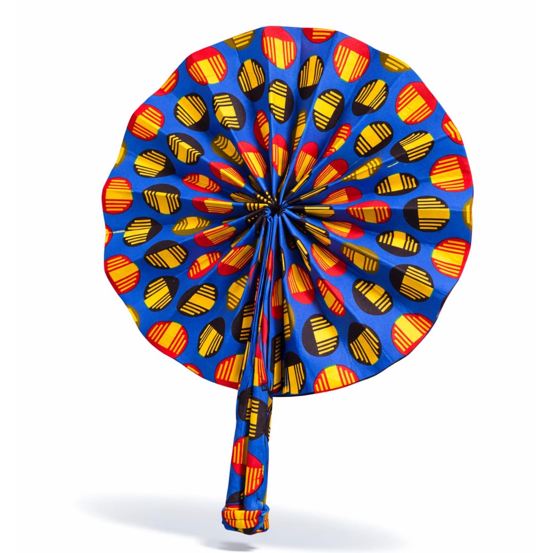 African Print Foldable Hand Fan | Blue Ankara Fabric Fan | Handmade ...