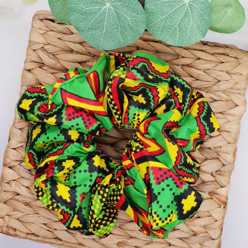 African Oversized Scrunchie\ Extra Large Jamaican Colors Hair Tie \ XXL ...