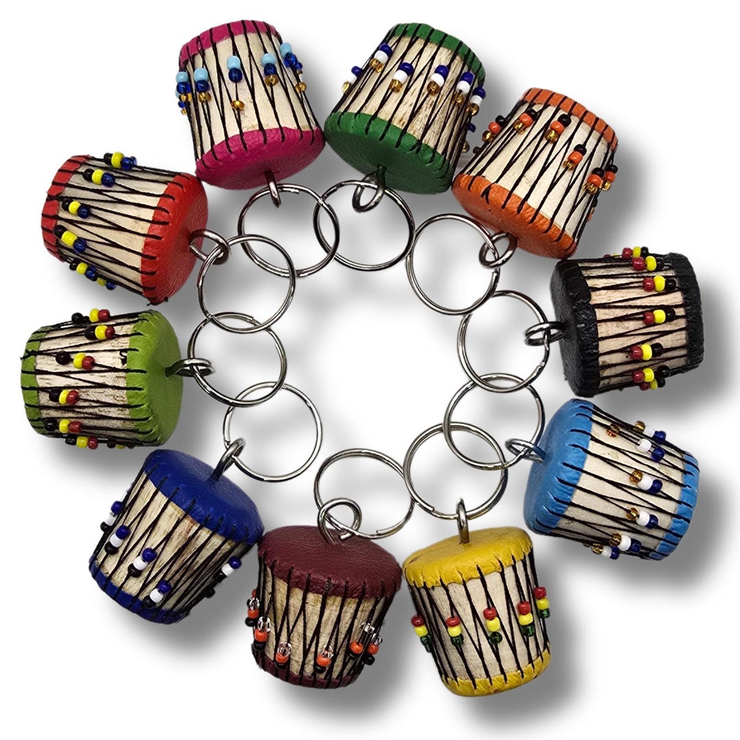 Zulu Drum Keychain | African Beaded Djembe Key Ring | Colorful Beaded ...