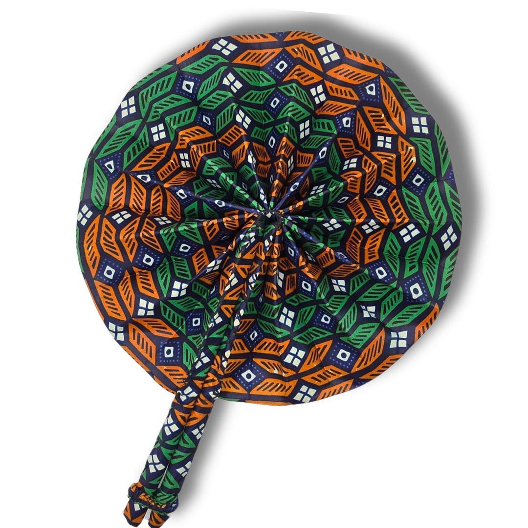 African Print Hand Fan Handmade Folding Church Fan Authentic African ...