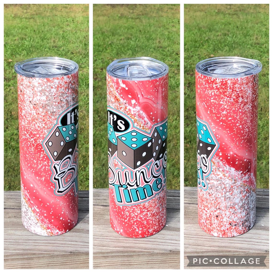 It’s Bunco Time With Teal, Pink & Silver "marbled" Look Sublimated Dice ...