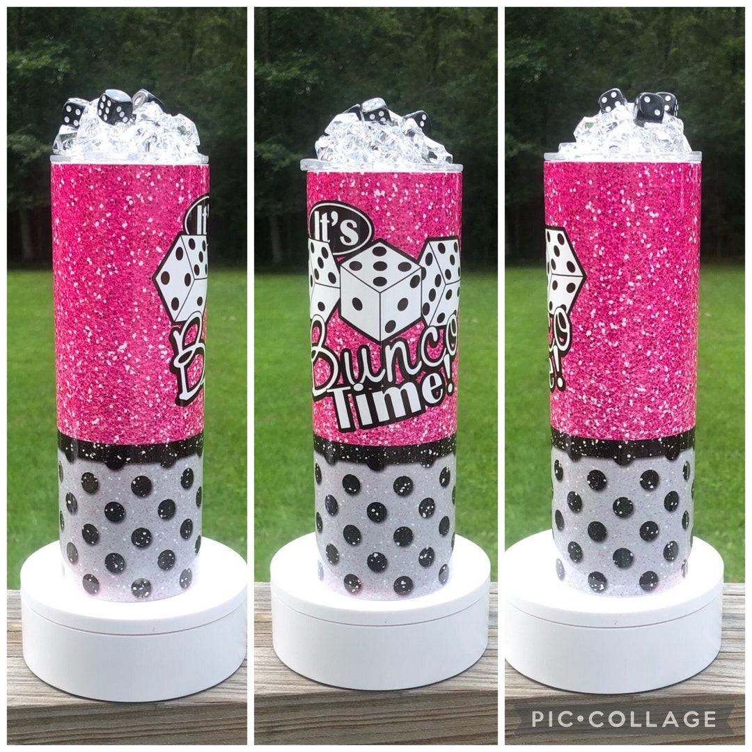 It’s Bunco Time Hot Pink and Polka Dot Sublimated Dice Game Tumbler ...