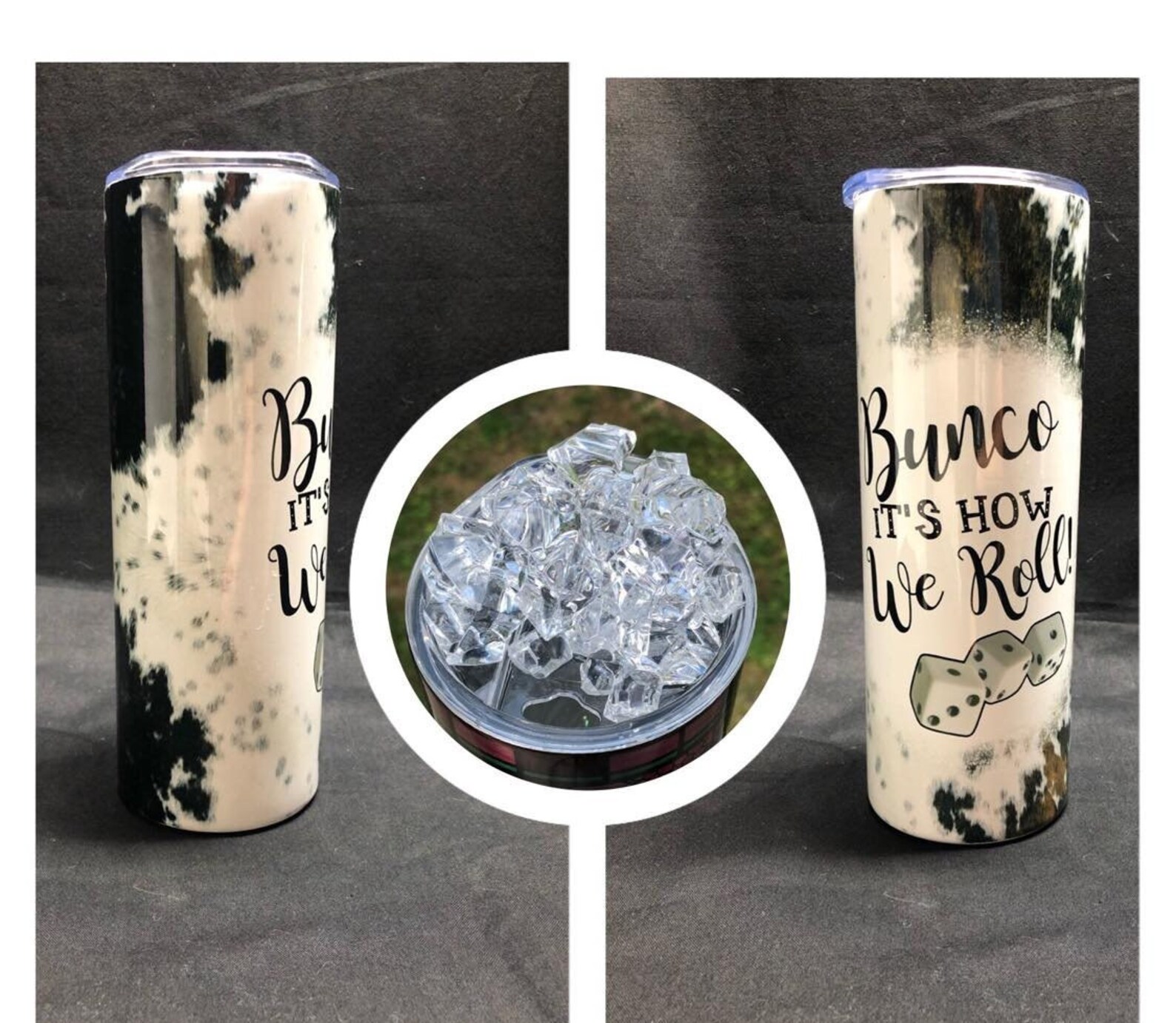 Bunco It's How We Roll Cowhide Dice Game Sublimated Tumbler With ...