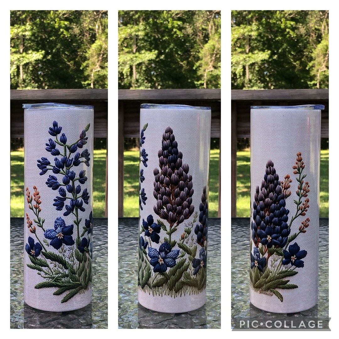 Bluebonnet “embroidered” Look Sublimated Tumbler - Etsy
