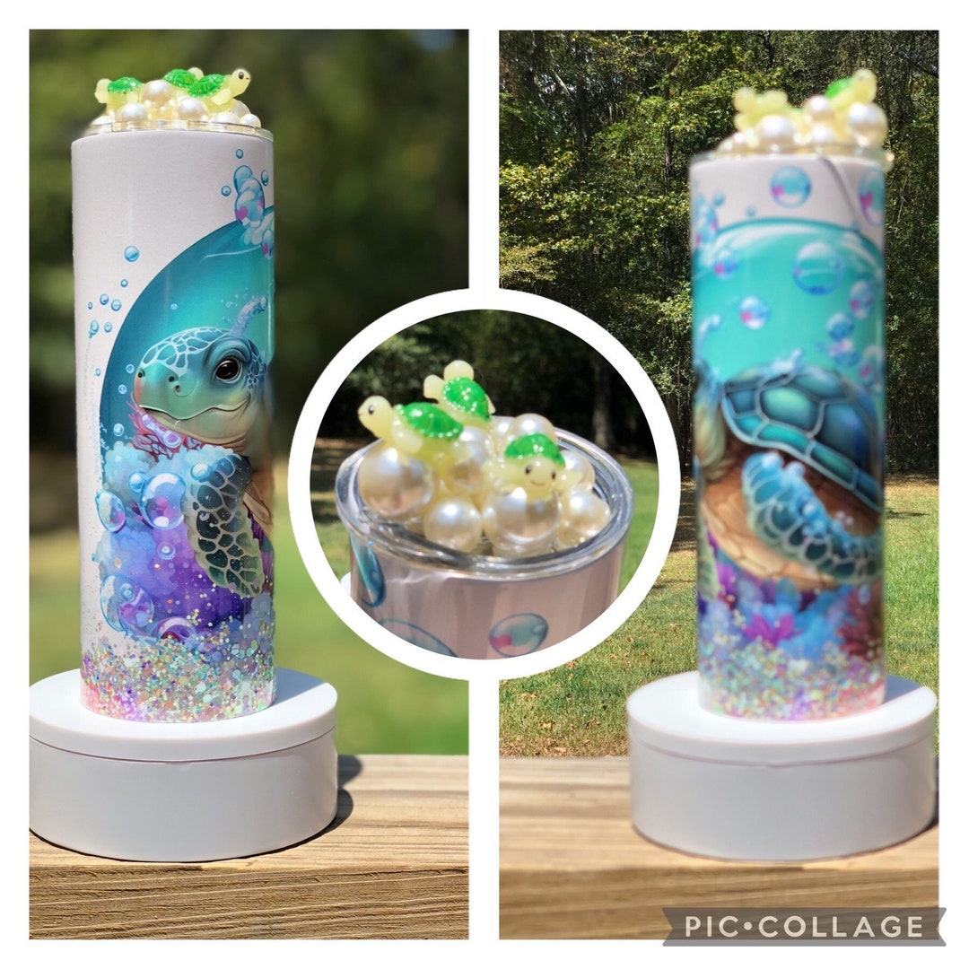 Cute Sea Turtle Sublimated Tumbler With Optional 3D Topper - Etsy