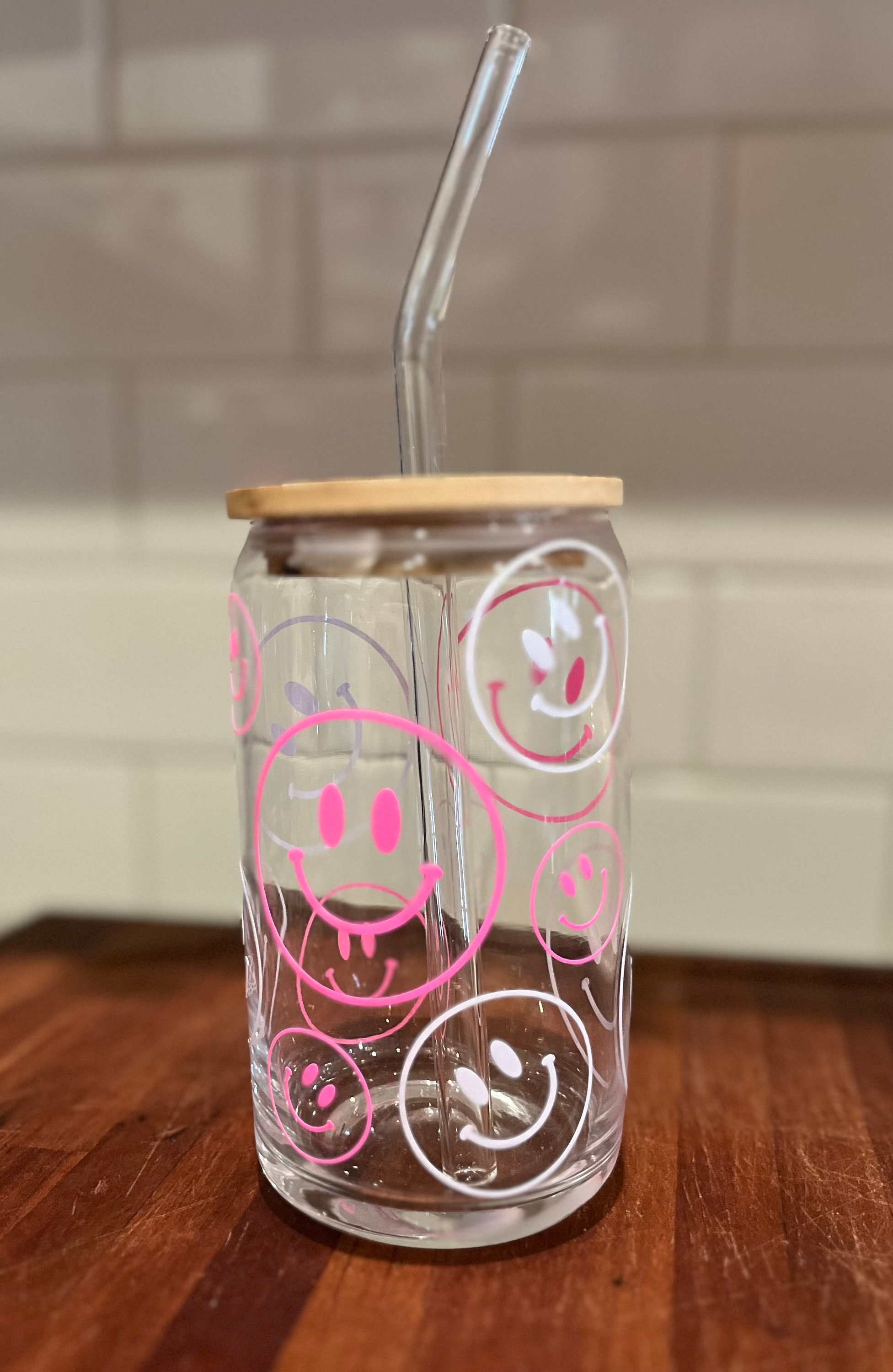 Smiley Face Glass Cup - Etsy