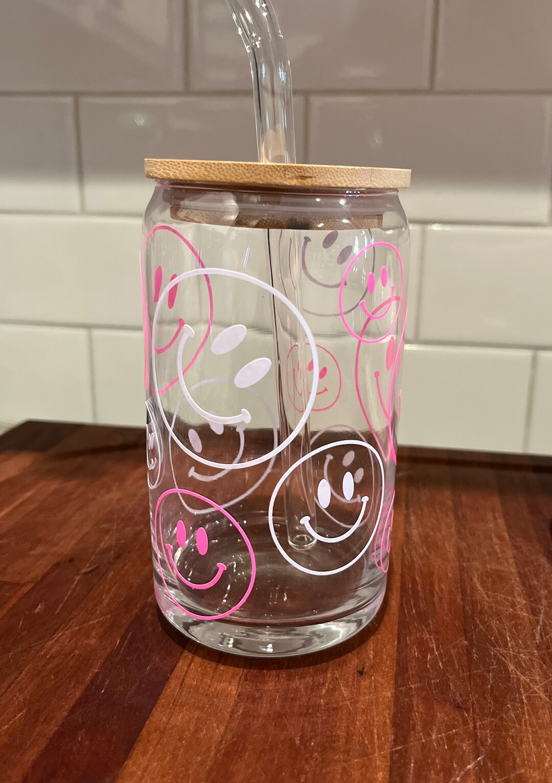 Smiley Face Glass Cup - Etsy