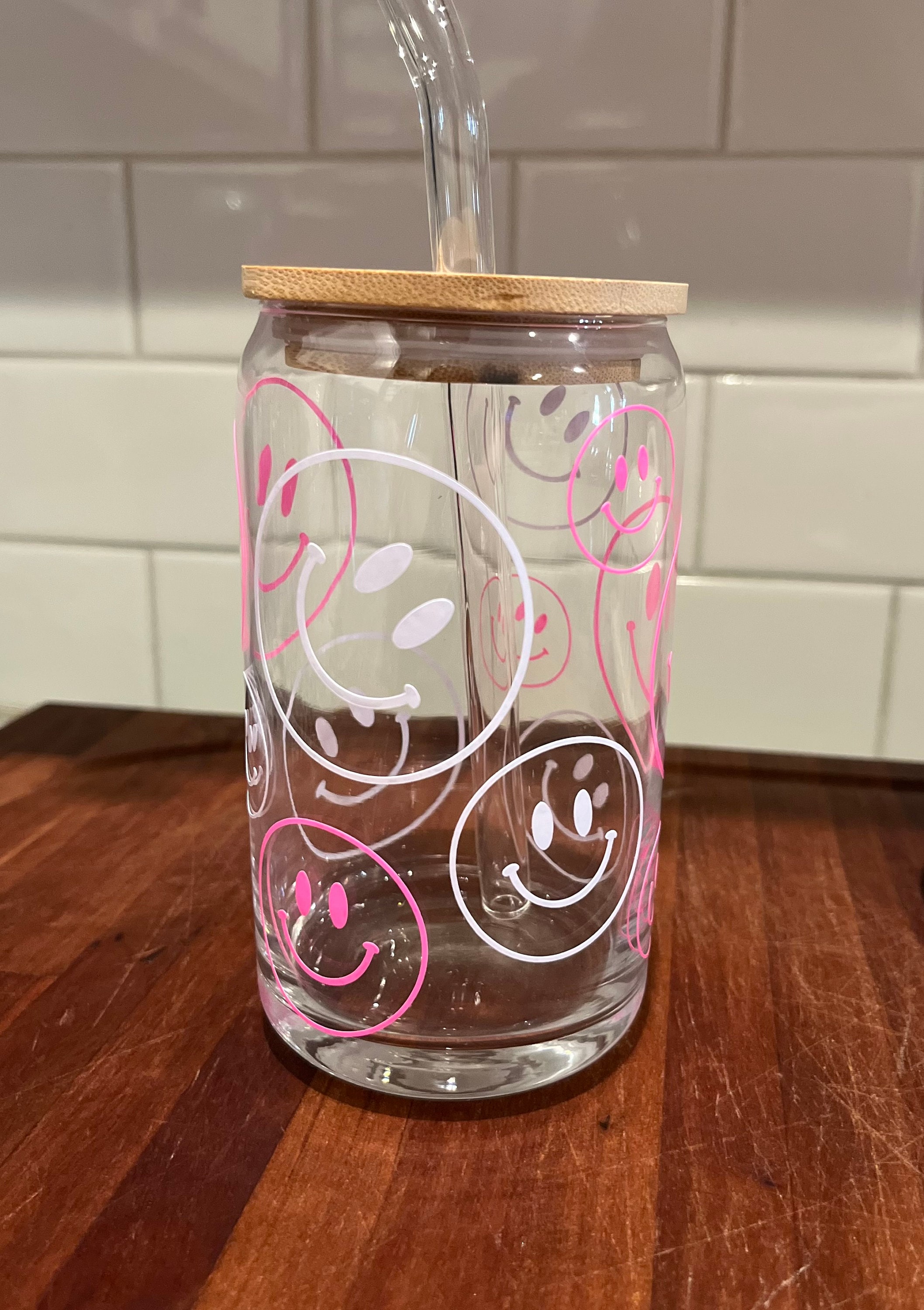 Smiley Face Glass Cup - Etsy