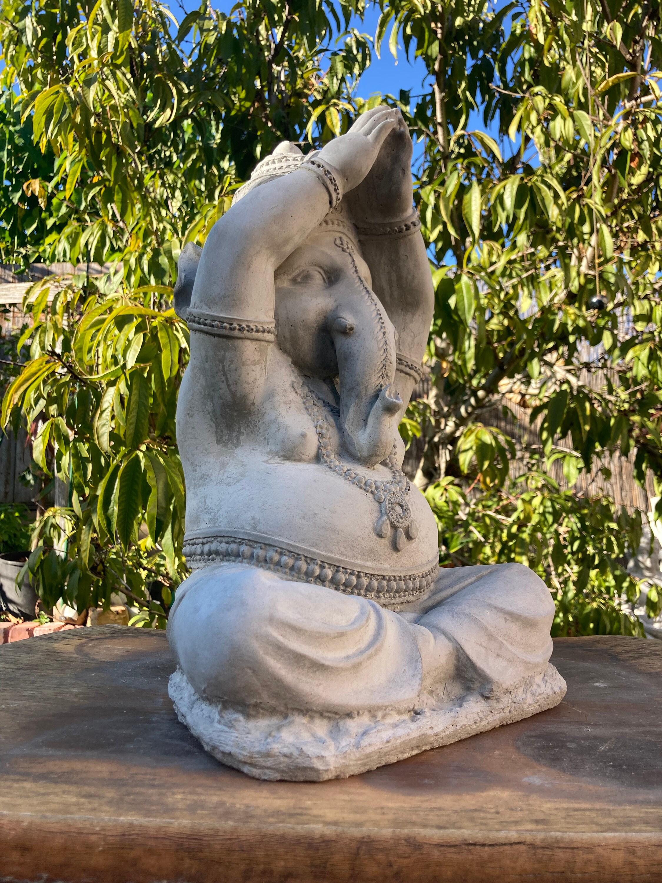 Ganesha Sitting Yoga Statue/ Concrete Natural, Spiritual Yoga ...