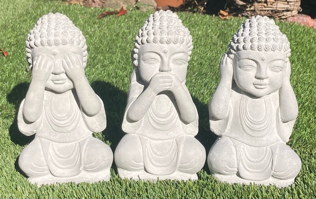 Baby Buddha Statues Set of 3 / Natural Stone Concrete - Etsy