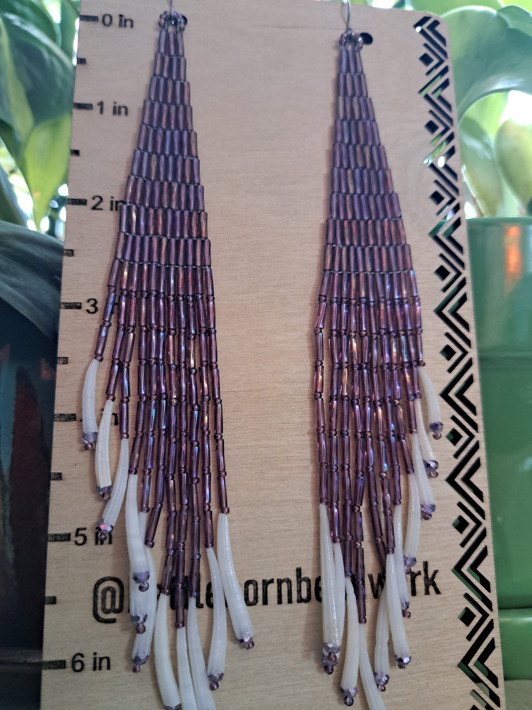 Iridescent Amethyst Wing Bugle Bead Fringe Earrings - Etsy