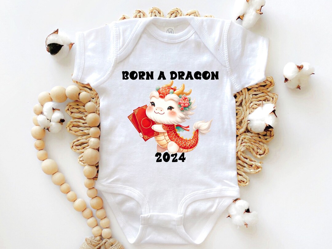 Year of the Dragon Baby Bodysuit, Chinese Zodiac Lunar New Year Outfit ...