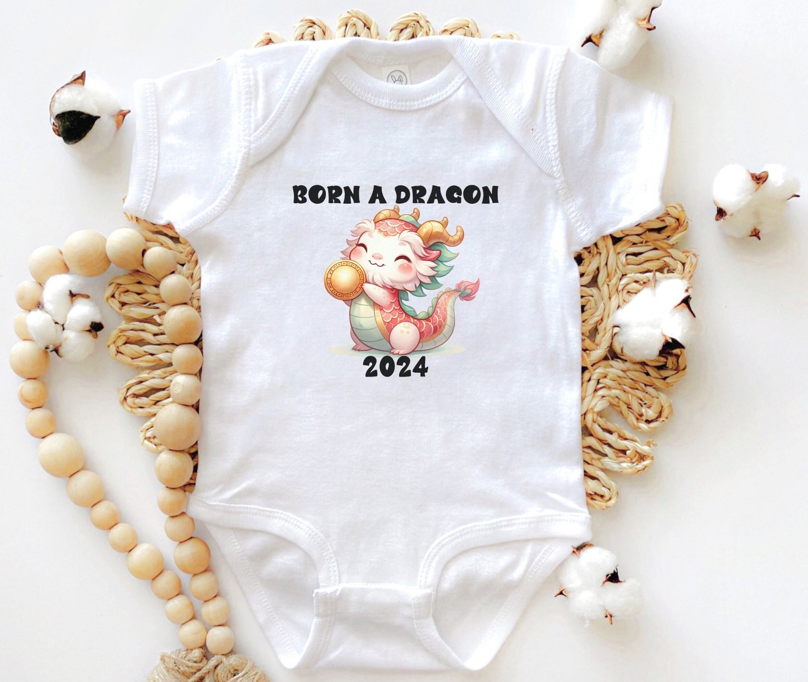Year of the Dragon Baby Bodysuit, Chinese Zodiac Lunar New Year Outfit ...