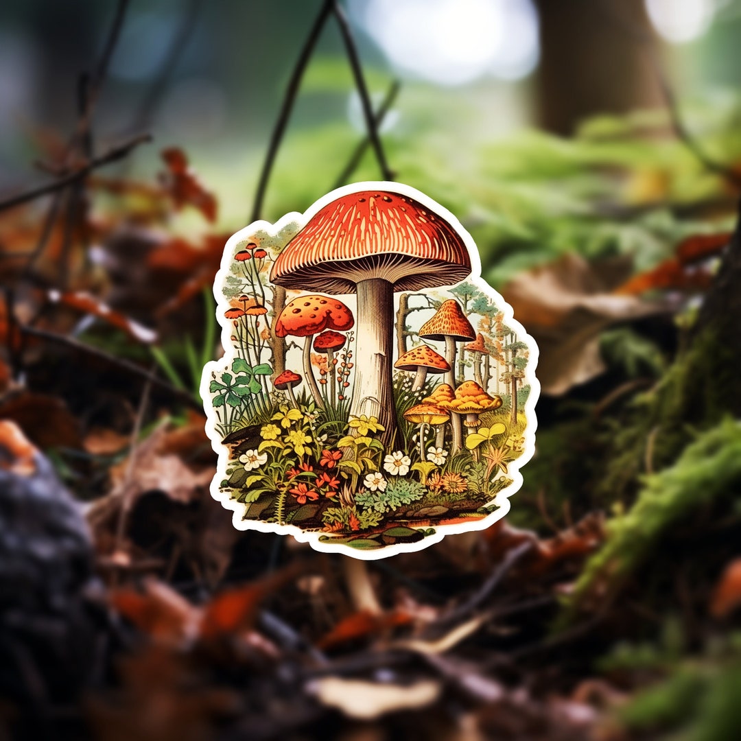 Mushroom Sticker Cottagecore Nature Kiss-cut Vinyl Decals - Etsy