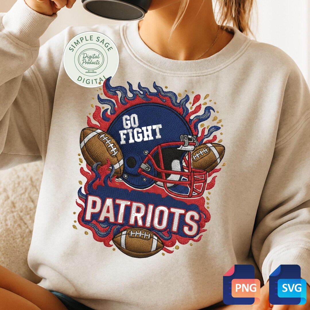 Patriots Football Sublimation Clipart PNG: Patriots Football Embroidery ...