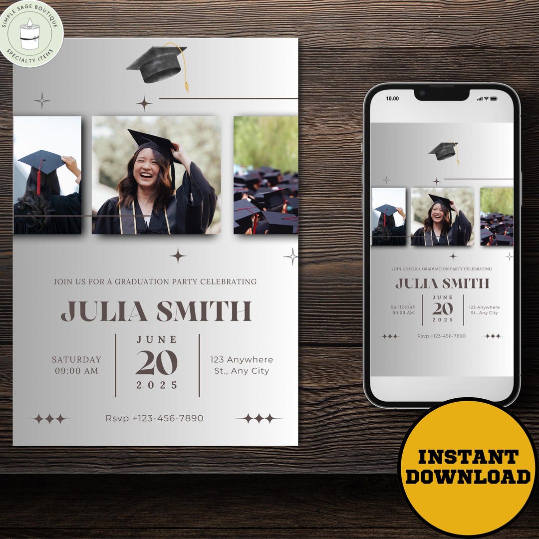 Graduation Invitation 2025 | Editable Digital Invite | Class of 2025 ...