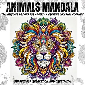 Mandala Animal Coloring Book for Adults 50 Stress Relief Designs ...