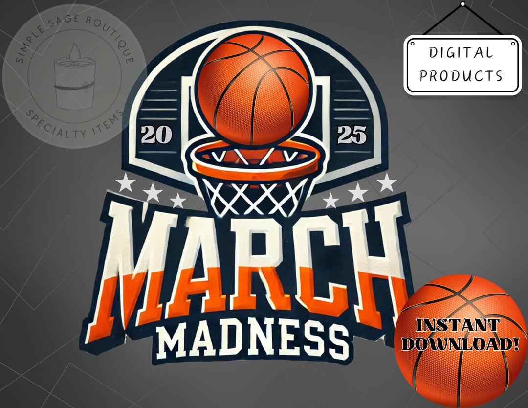 March Madness 2025 PNG SVG JPG | Basketball Tournament Clipart | Sports ...