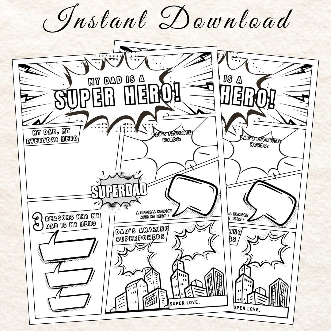 Superhero Father's Day Printable | My Dad is A Superhero Gift | Kids ...