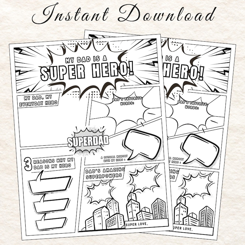 Superhero Father's Day Printable | My Dad is A Superhero Gift | Kids ...