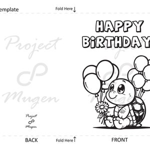 Printable Turtle Birthday Card Printable Birthday Card Turtle Birthday ...