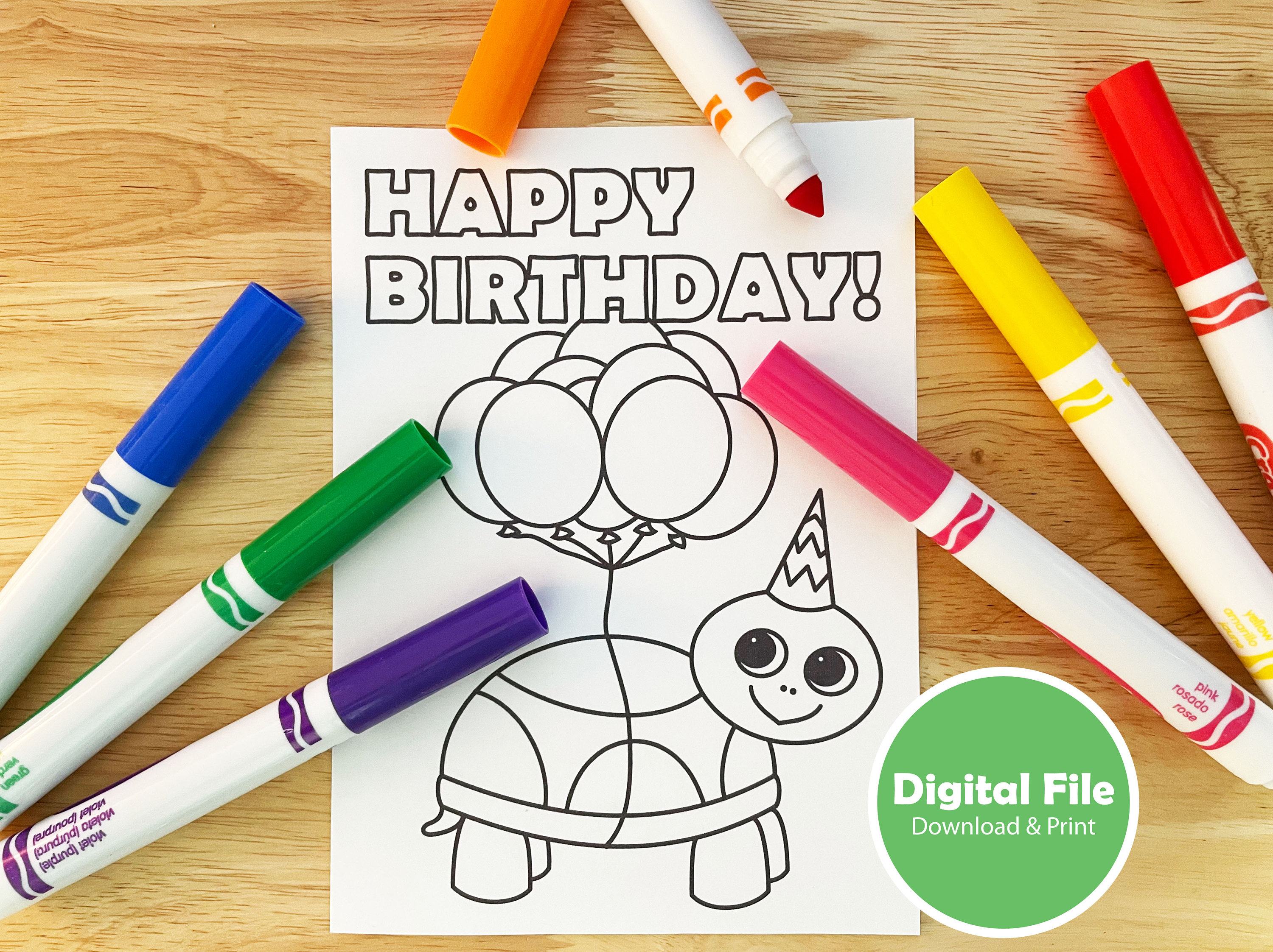 Printable Turtle Birthday Card Printable Birthday Card Turtle Birthday ...