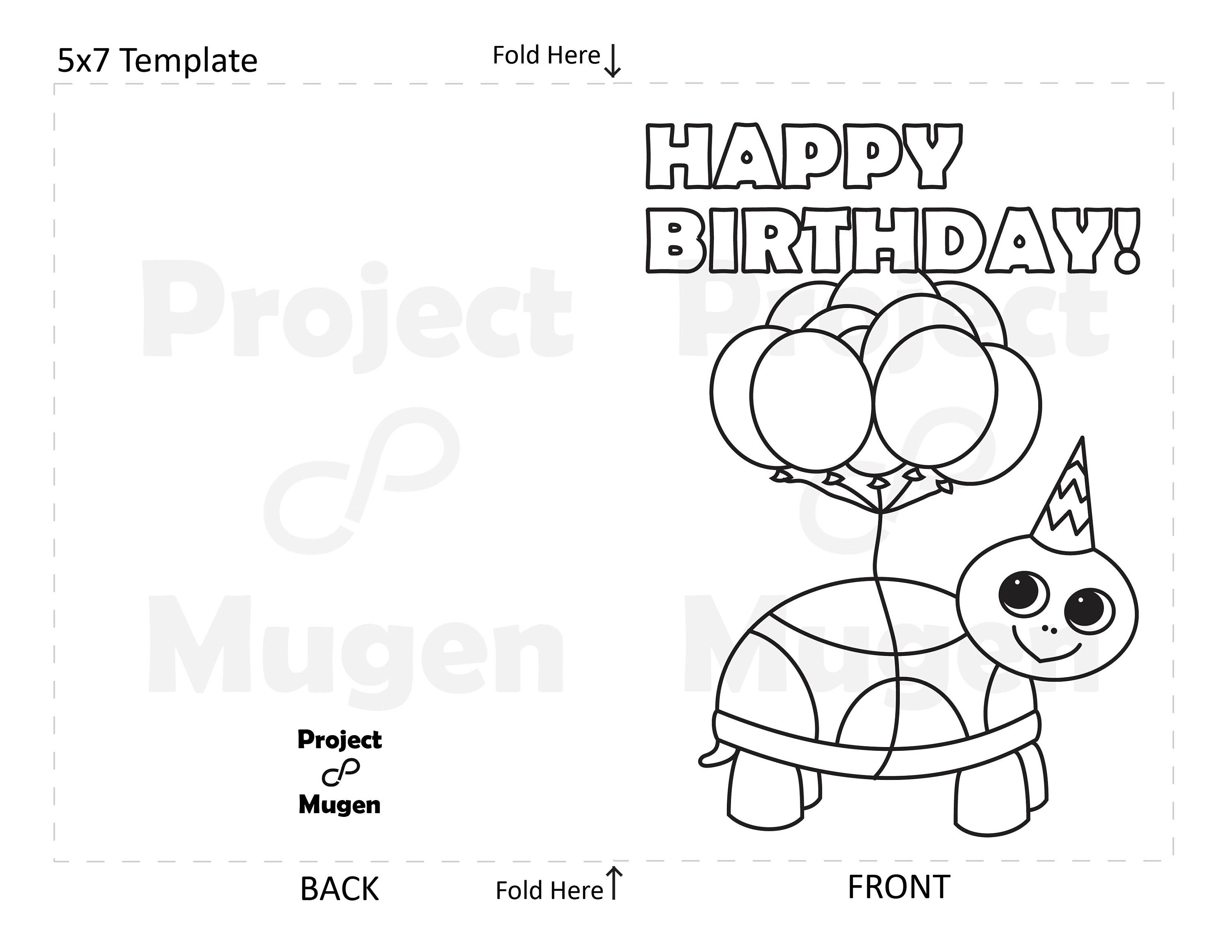 Printable Turtle Birthday Card Printable Birthday Card Turtle Birthday ...