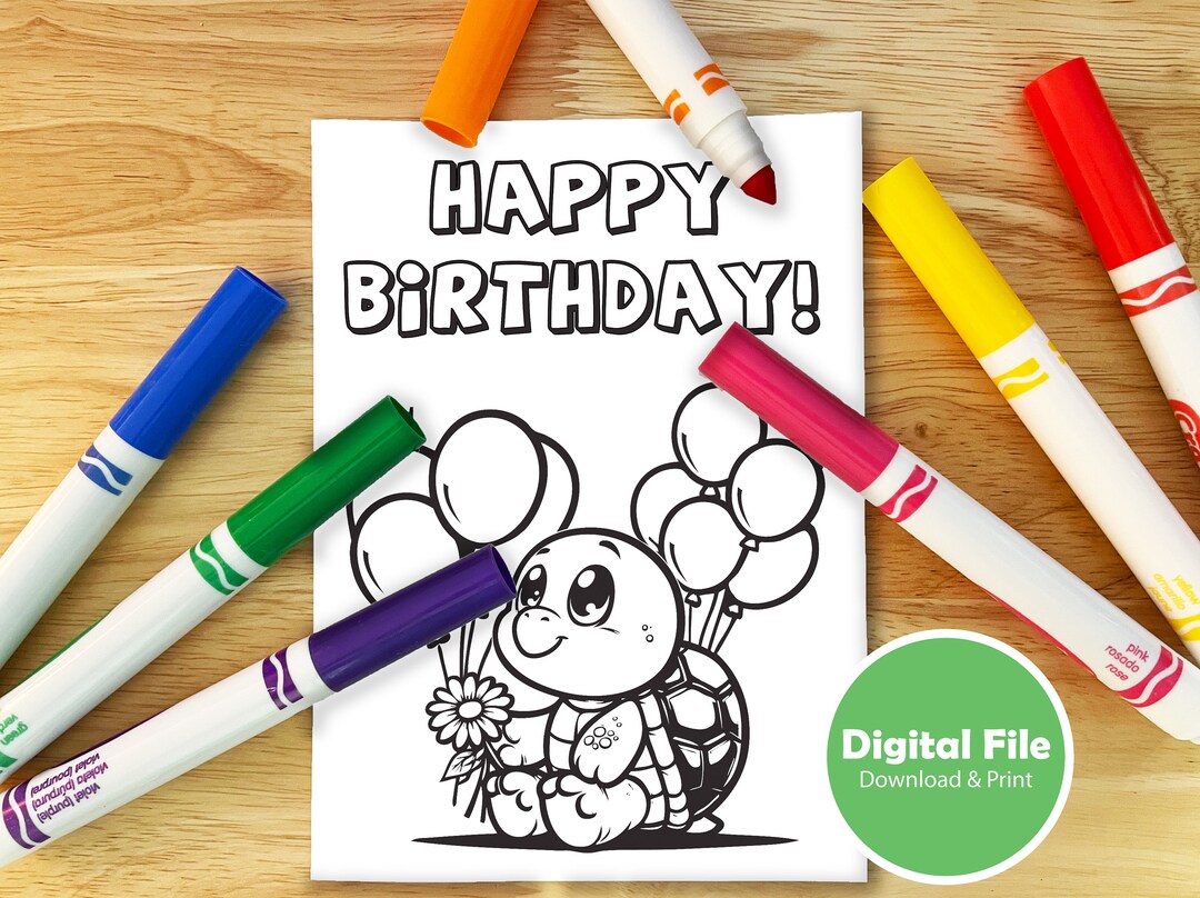 Printable Turtle Birthday Card | Printable Birthday Card | Turtle ...