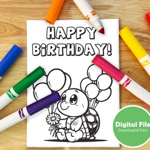 Printable Turtle Birthday Card Printable Birthday Card Turtle Birthday ...