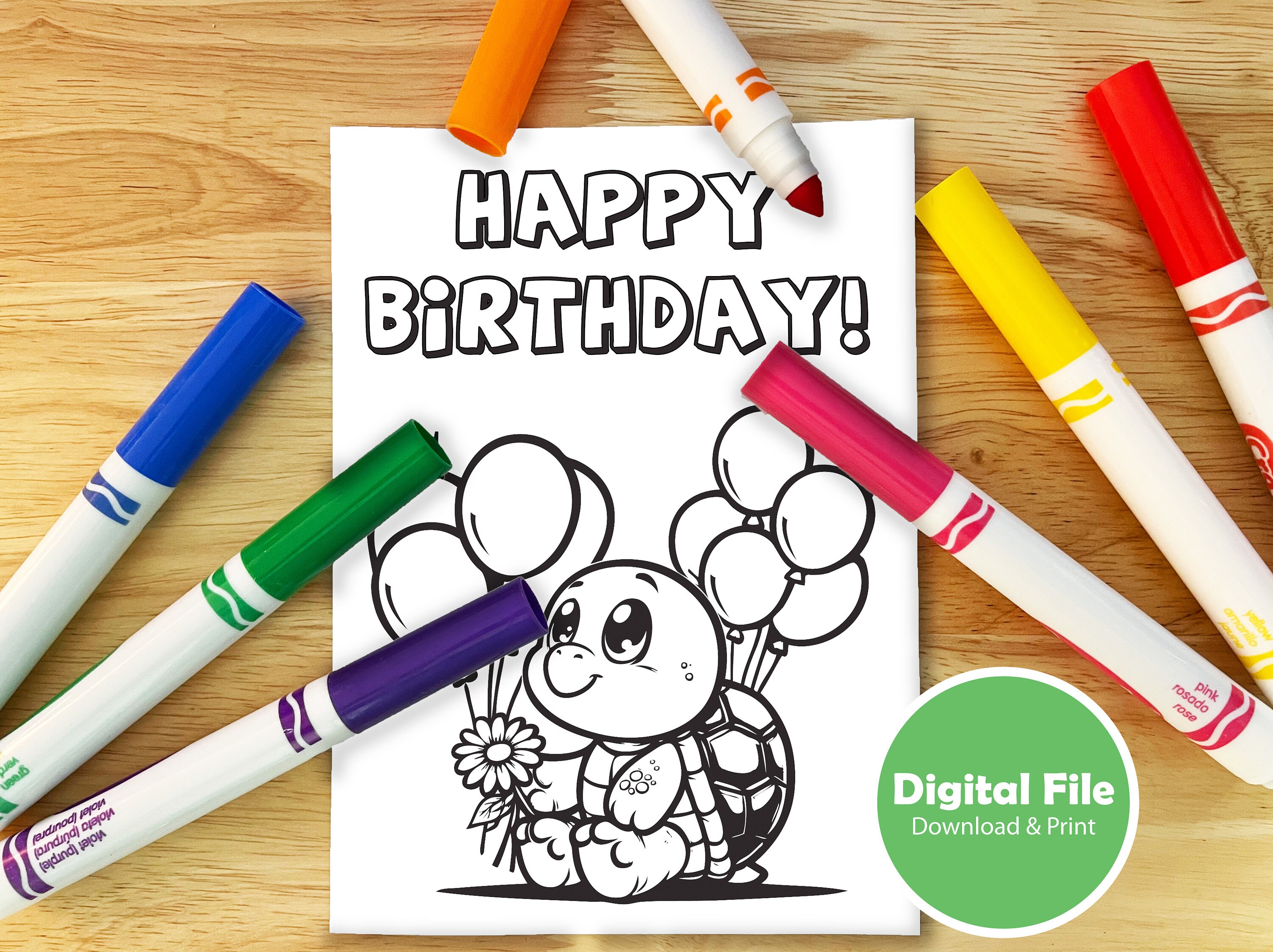 Printable Turtle Birthday Card Printable Birthday Card Turtle Birthday ...