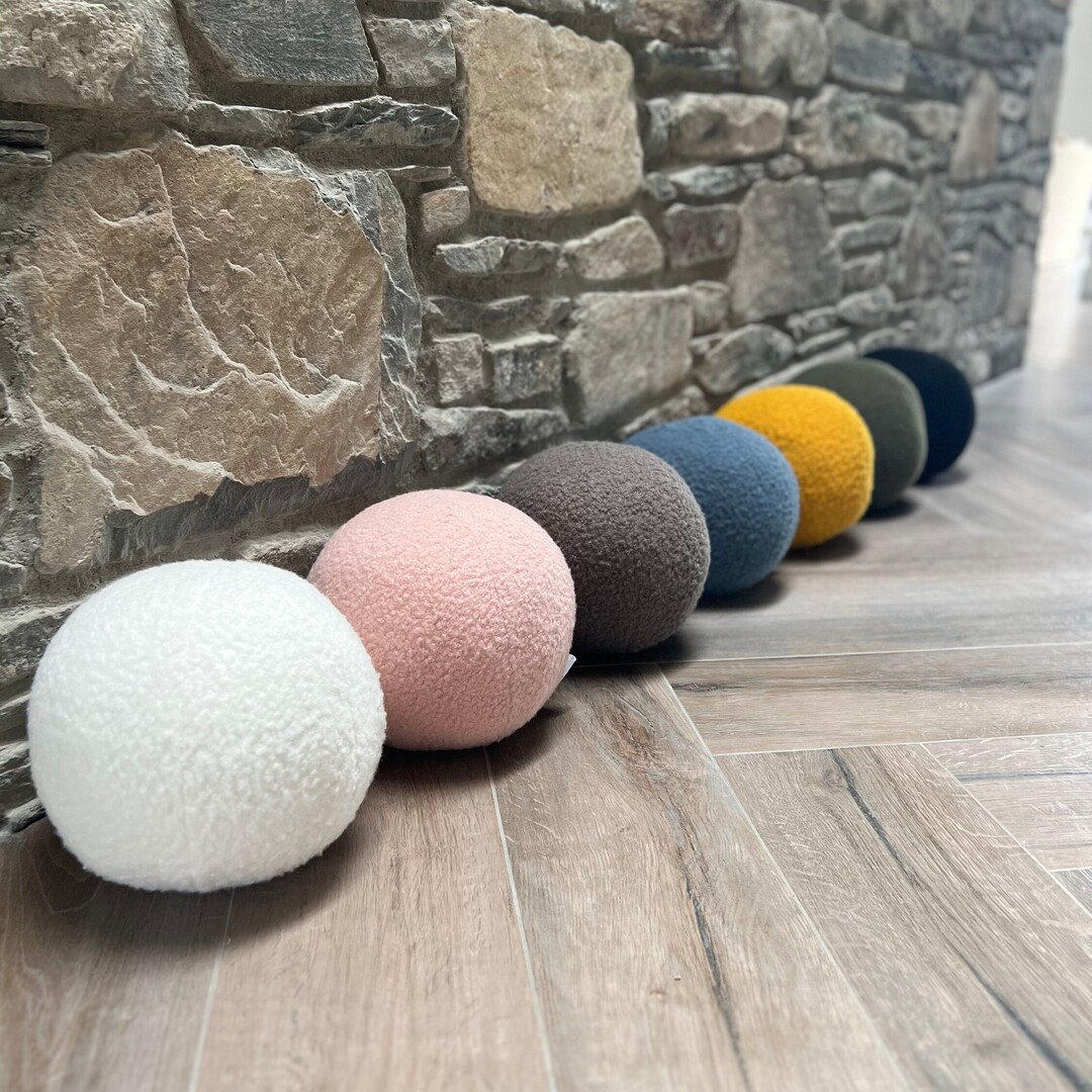 Boucle Ball, Sphere Decorative Pillow Nordic, Scandinavian, Cushion ...
