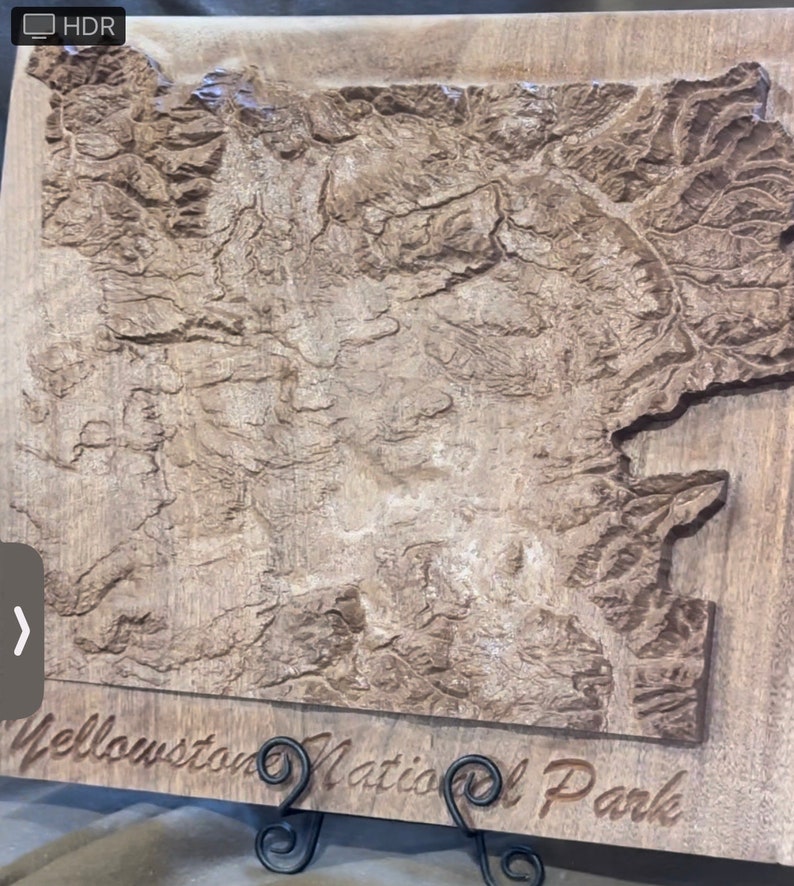 3D Yellowstone Topography Wood Carve Wood Carving Wood Art Wood Decor ...