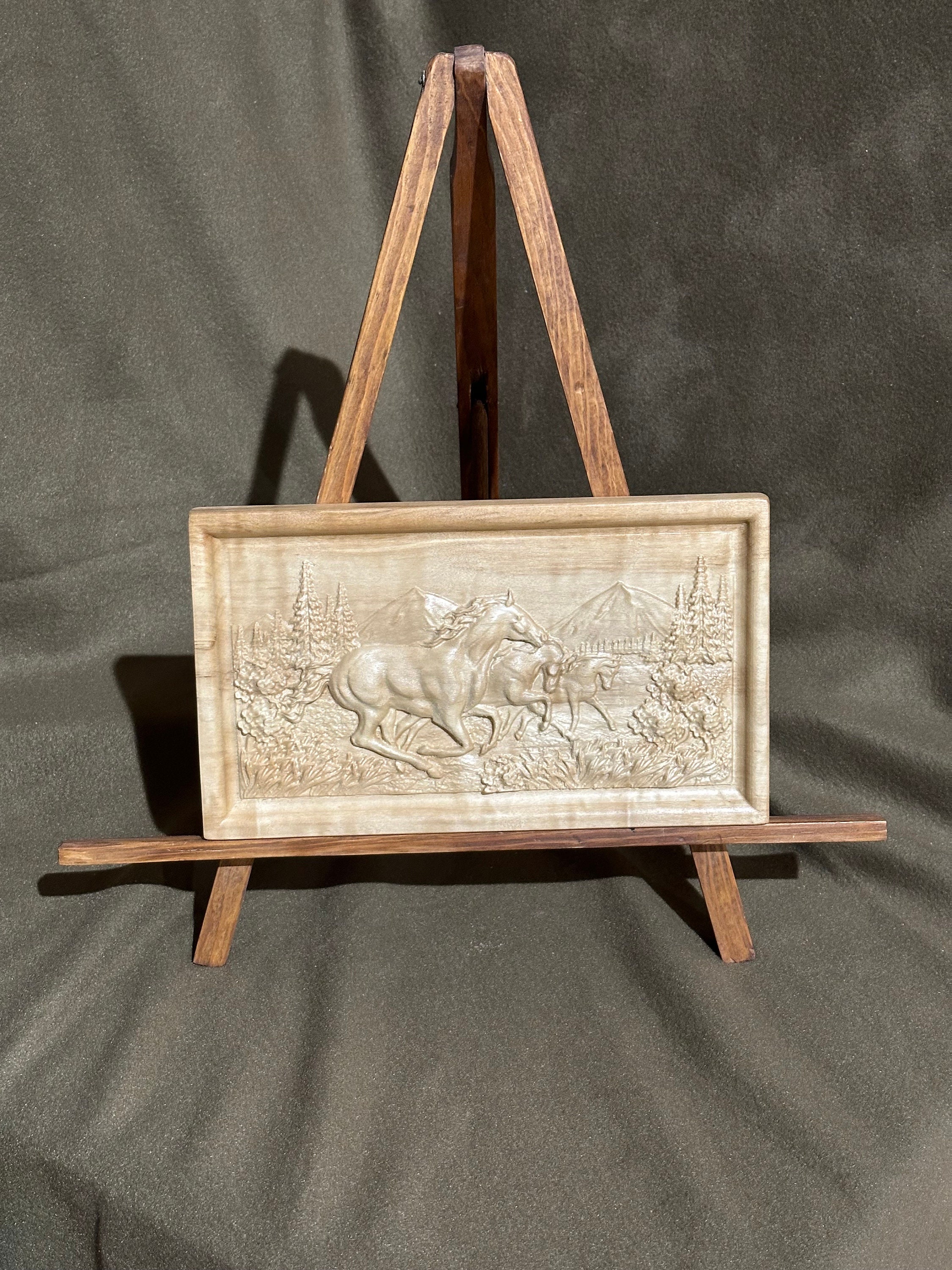 Running Horses Wood Carve Wood Carving Wood Art Wood Decor - Etsy