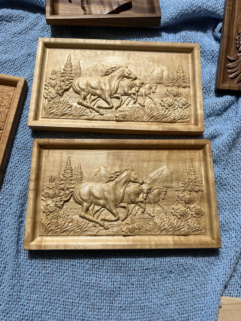 Running Horses Wood Carve Wood Carving Wood Art Wood Decor - Etsy