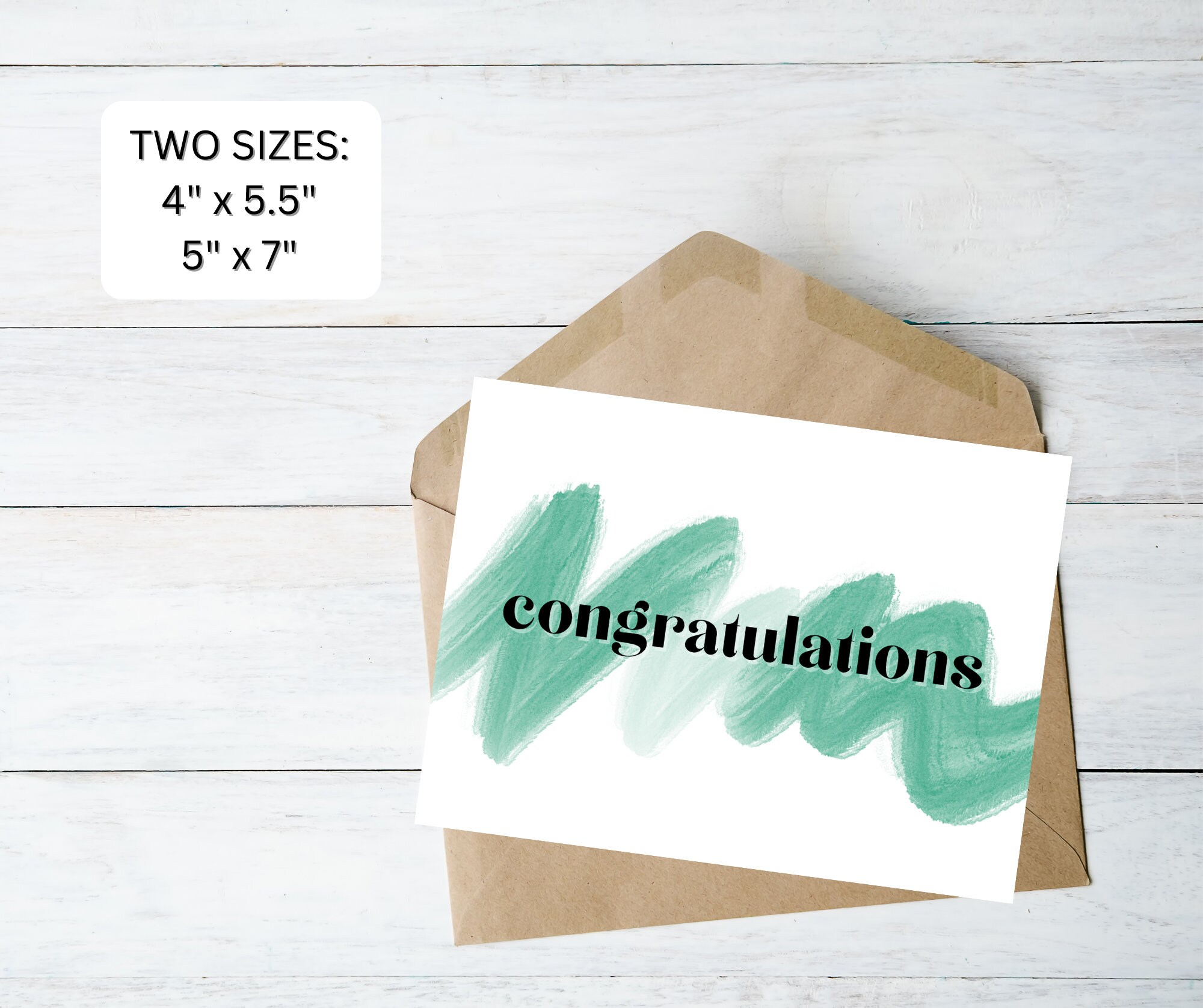 Set of 5 Printable Congratulations Card Bundle Minimalist Watercolor ...