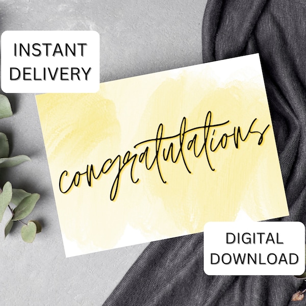 Watercolor Congratulations Card - Etsy