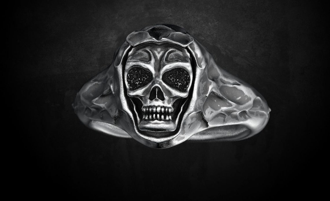 Silver Biker Skull Ring, Men Silver Skull Ring, Men Silver Gift Rings ...
