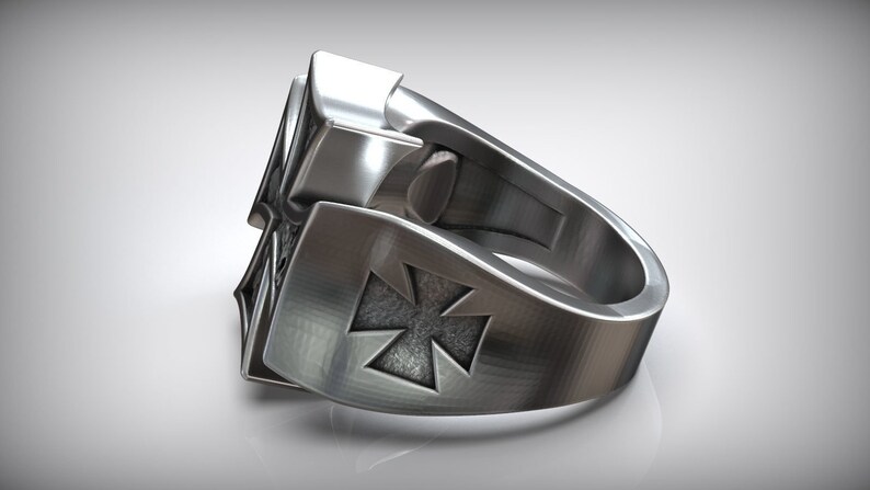 Medieval Maltese Cross With Skulls Ring, Christian Mens Jewelry ...