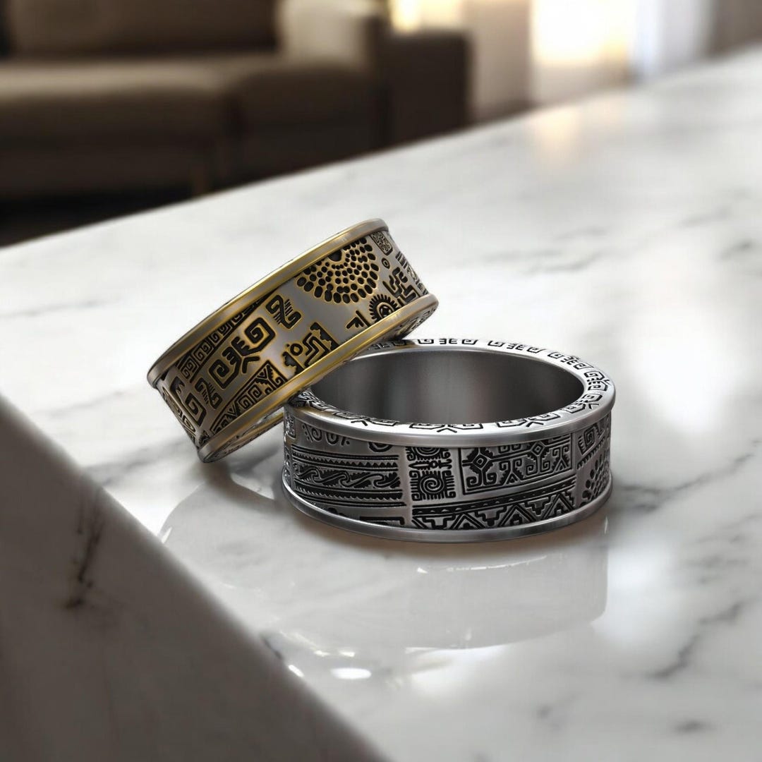 Polynesian Samoan Maori Tribal Amulet Ring With Intricate Patterns 925 ...