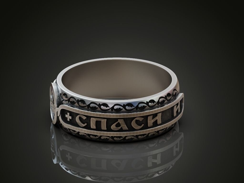 13 Mm Wide Cherub Orthodox Christian Men's Ring Band, Chi Rho ...