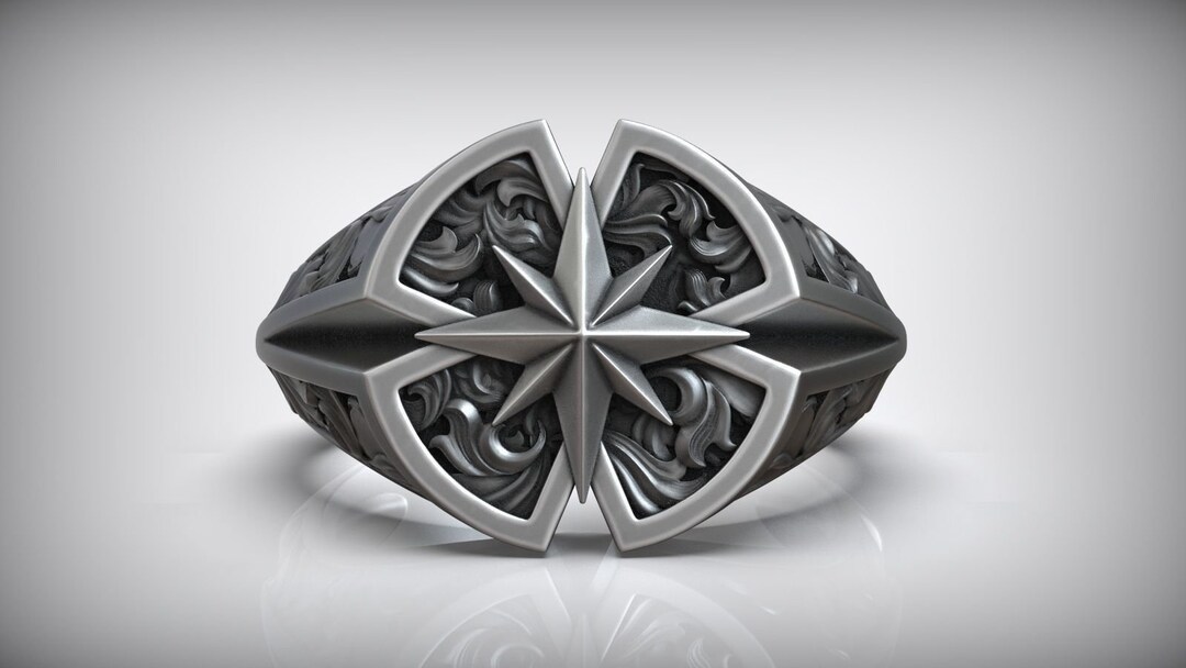 Compass Ring, Compass Wind Rose Ring, Traveler North Star Unisex ...