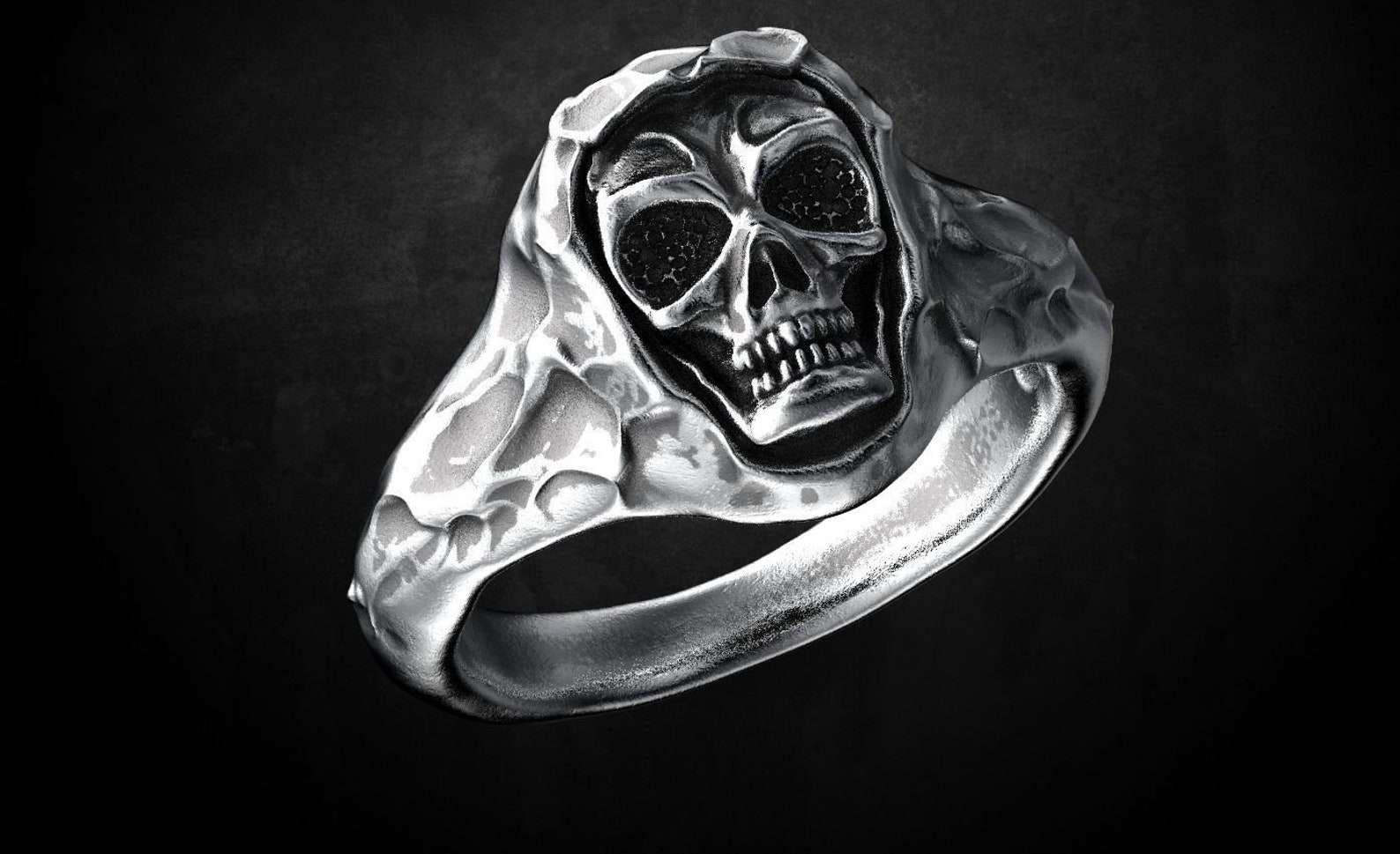 Silver Biker Skull Ring, Men Silver Skull Ring, Men Silver Gift Rings ...