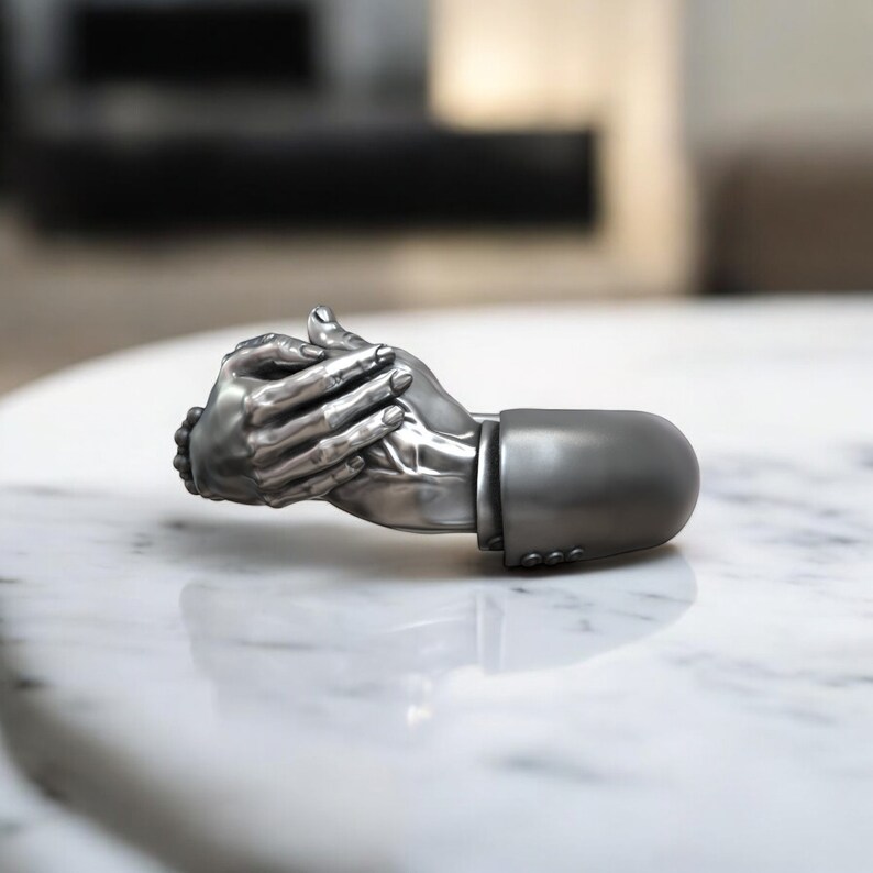 Hug Hands Men Women Hugging Finger Ring, Minimalist 925 Sterling Silver ...