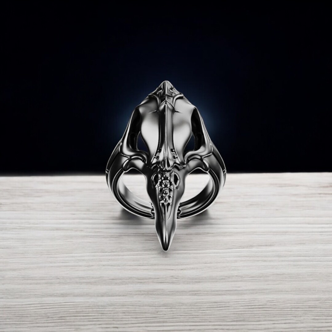 Biomechanical Skull Ring Plague Doctor 925 Sterling Silver Gothic ...