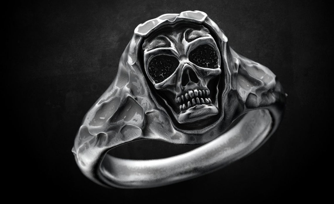 Silver Biker Skull Ring, Men Silver Skull Ring, Men Silver Gift Rings ...