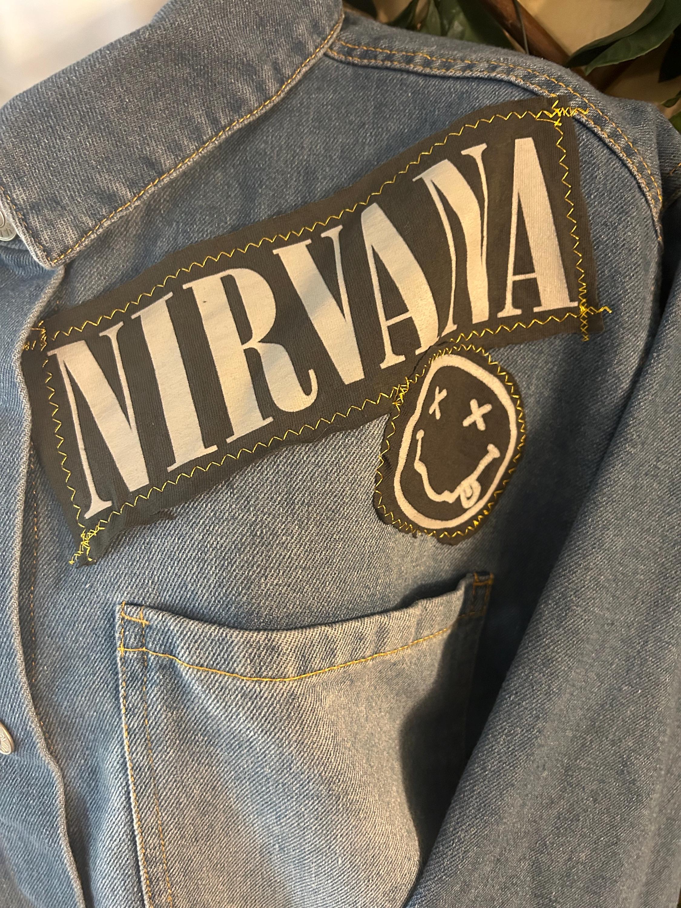 UPCYCLED One of a Kind, Nirvana Music Denim Jacket - Etsy