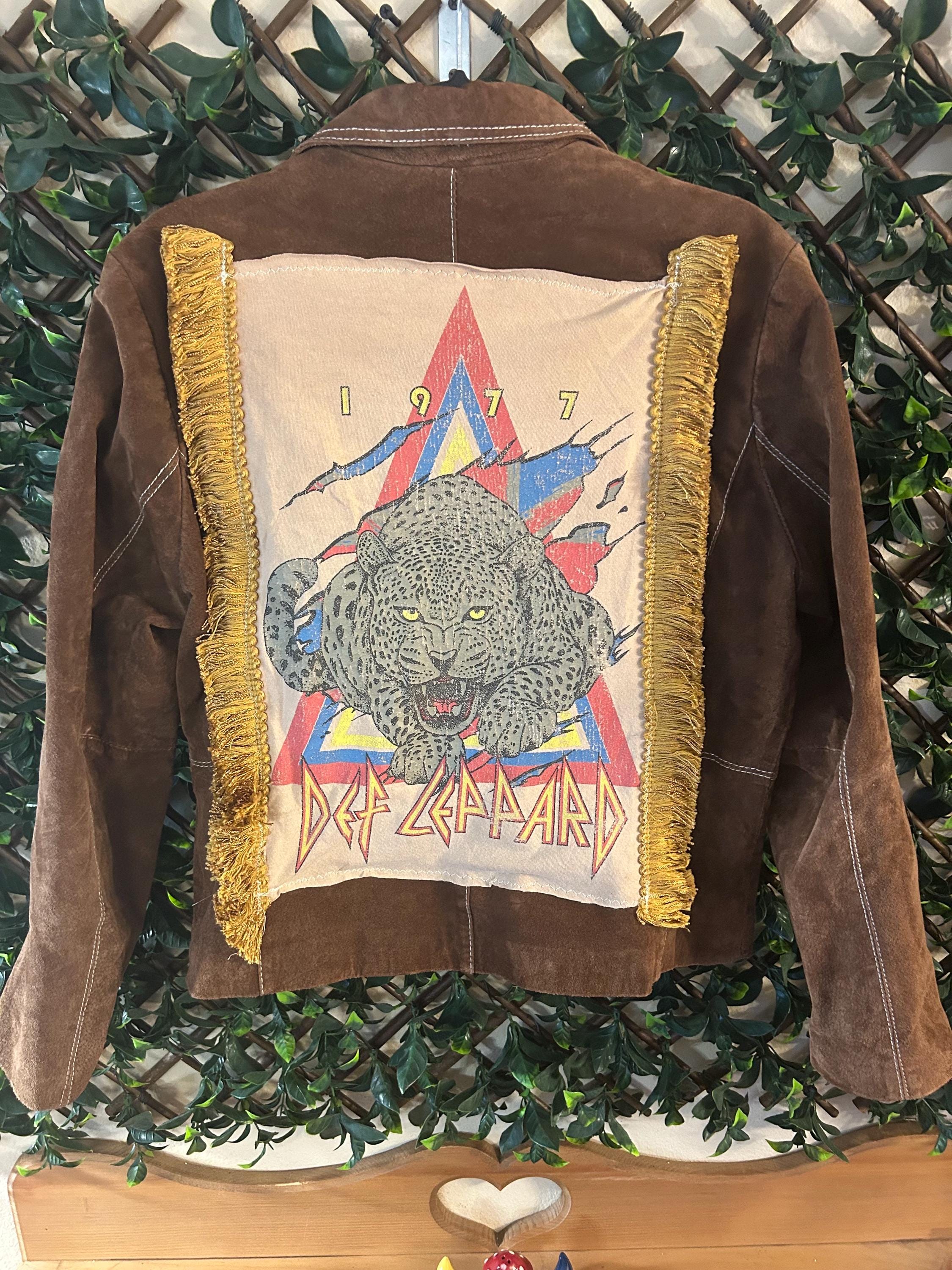 UPCYCLED One of a Kind, DEF LEPPARD Music Leather Jacket - Etsy