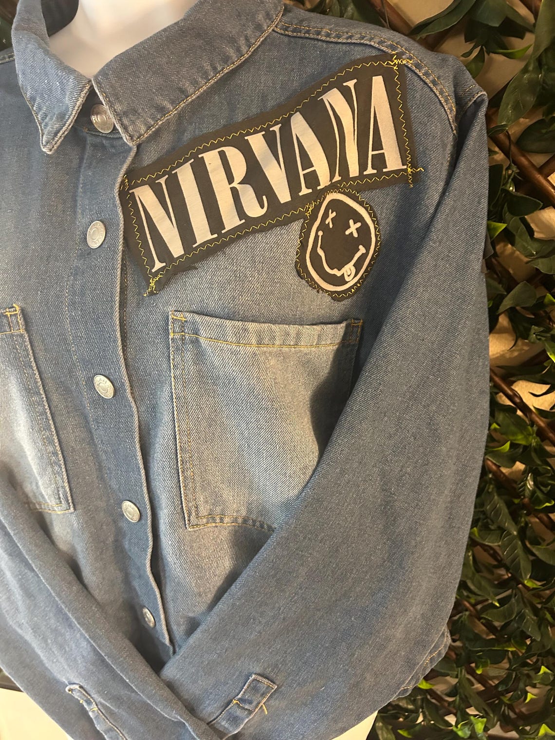 UPCYCLED One of a Kind, Nirvana Music Denim Jacket - Etsy